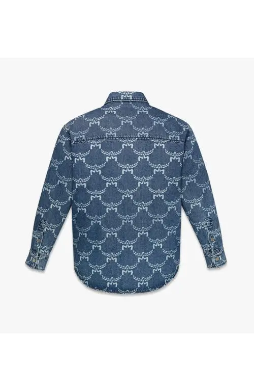 Mcm Lauretos Monogram Denim Shirt - Blue