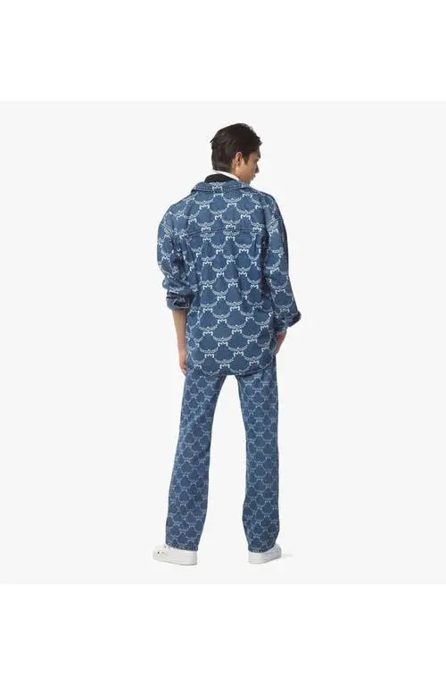 Mcm Lauretos Monogram Denim Shirt - Blue