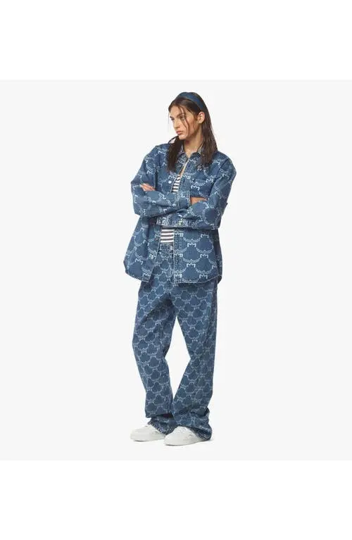Mcm Lauretos Monogram Denim Shirt - Blue