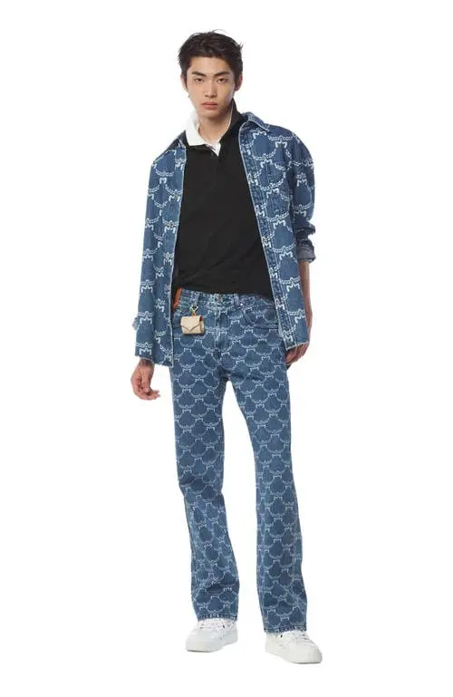 Mcm Lauretos Monogram Denim Shirt - Indigo