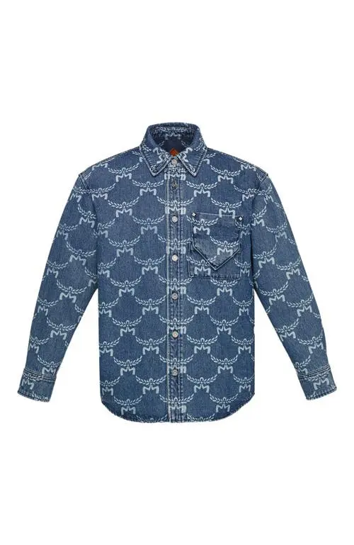 Mcm Lauretos Monogram Denim Shirt - Indigo