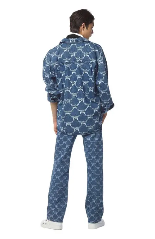 Mcm Lauretos Monogram Denim Shirt - Indigo