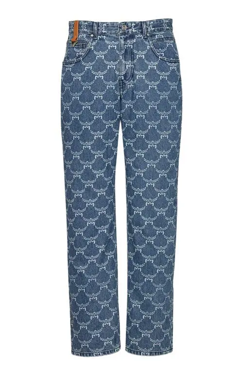 Mcm Lauretos Monogram Denim Jeans