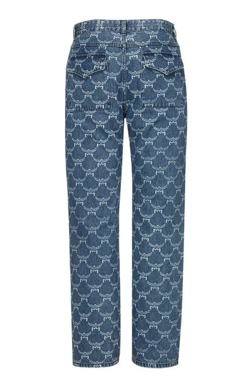 Mcm Lauretos Monogram Denim Jeans