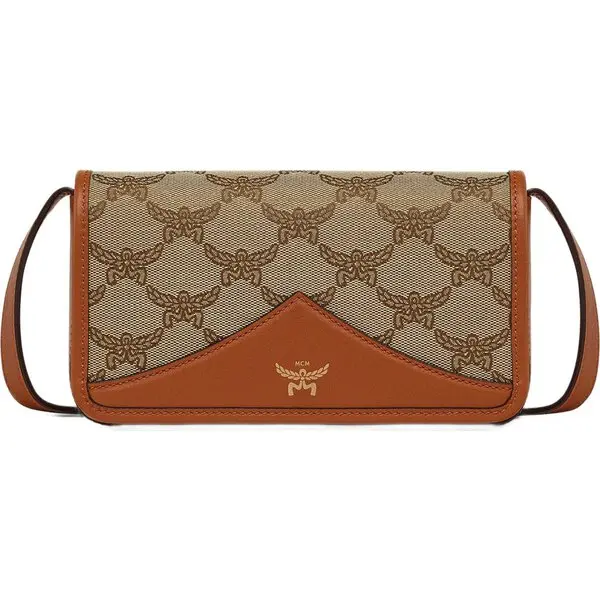 Mcm Lauretos Jacquard Himmel Crossbody - Beige
