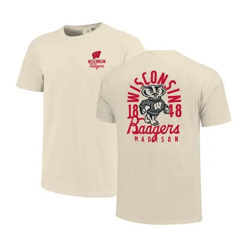 IMAGE ONE Wisconsin Badgers Comfort Colors Mascot Overlay T-shirt - Cream