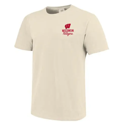 IMAGE ONE Wisconsin Badgers Comfort Colors Mascot Overlay T-shirt