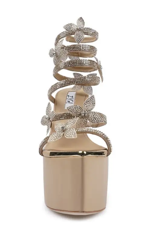 ZIGI Zinnia Embellished Platform Sandals - Gold Suede