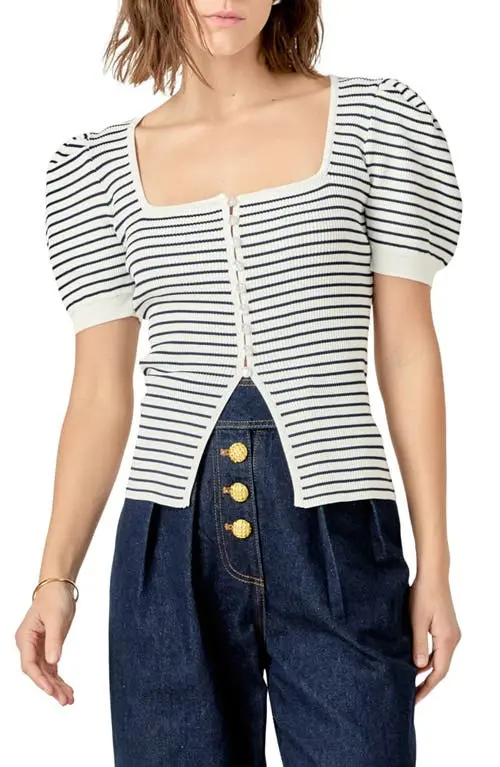 English Factory Square Neck Stripe Button-front Shirt