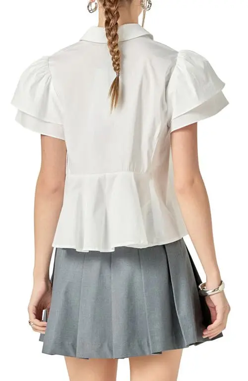 English Factory Woven Peplum Shirt