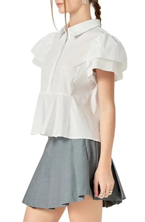 English Factory Woven Peplum Shirt