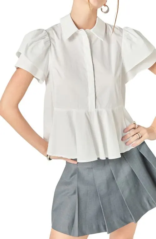English Factory Woven Peplum Shirt