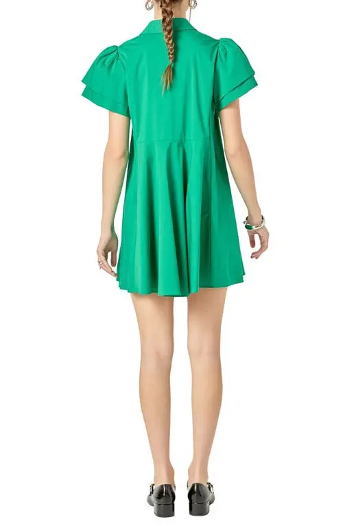 English Factory Ruffle Sleeve Mini Shirtdress