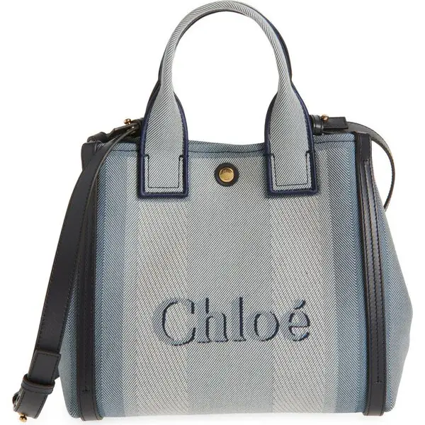 Chloé Logo Canvas Tote - Moonlight Blue