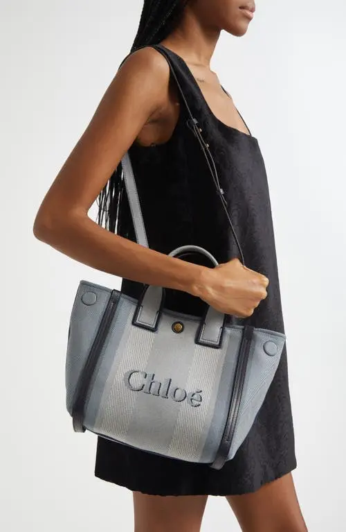 Chloé Logo Canvas Tote - Moonlight Blue