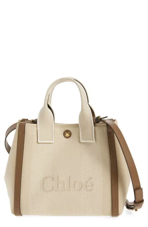 Chloé Logo Canvas Tote - Vegetal Beige