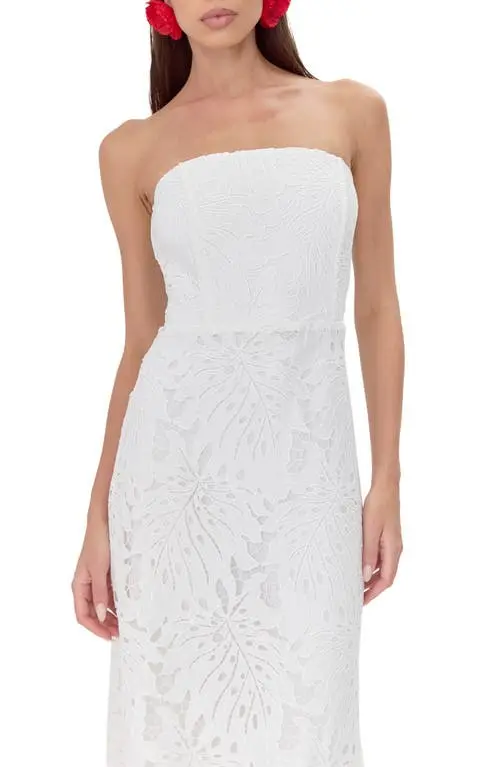 Adelyn Rae Jessika 3d Lace Strapless Midi Dress In White - 60% Off |  Editorialist