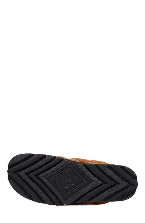 Mcm Monogram Print Cross Slides - Cognac