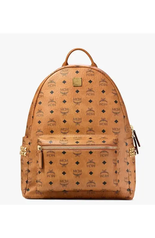 Mcm Stark Side Studs Visetos Backpack - Cognac