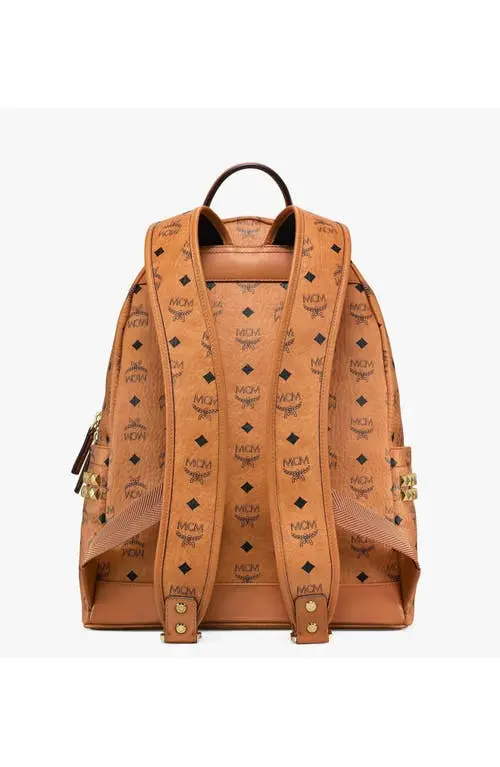 Mcm Stark Side Studs Visetos Backpack - Cognac