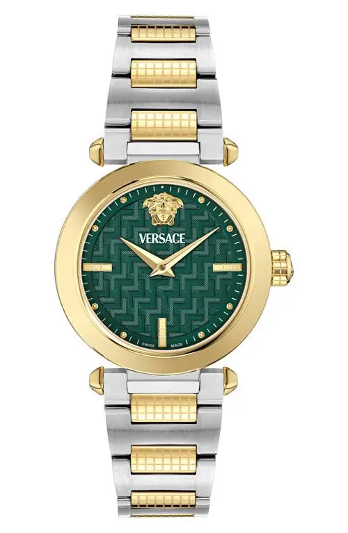 Versace Greek Bracelet Watch - Two Tone/ Green