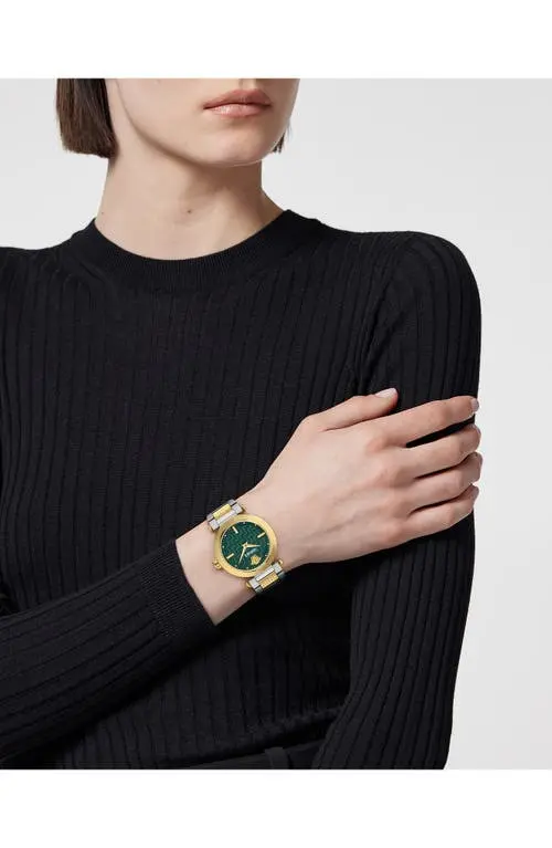 Versace Greek Bracelet Watch - Two Tone/ Green