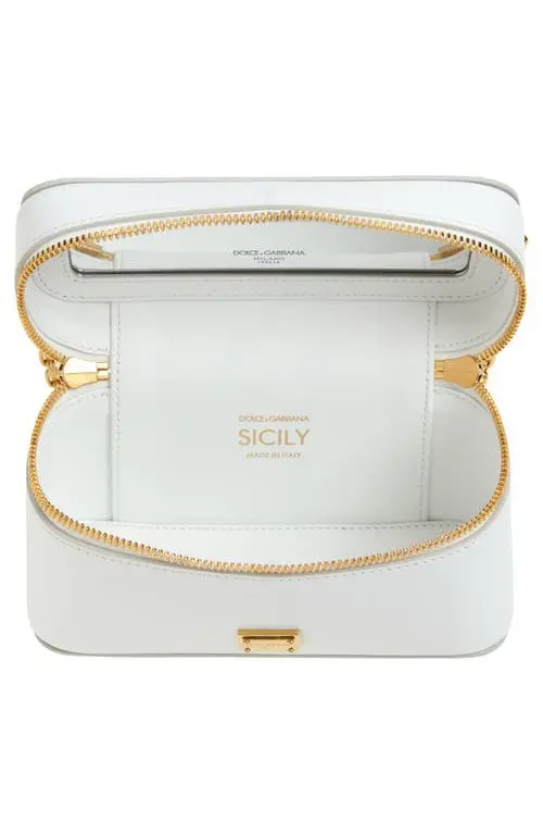 Dolce & Gabbana Sicily Leather Vanity Case Crossbody Bag - Bianco Ottico