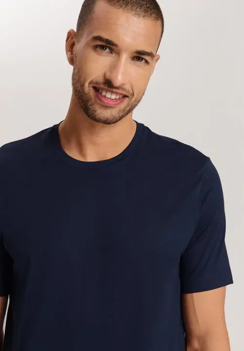 Hanro Night And Day Cotton Crew Neck T-shirt - Deep Navy