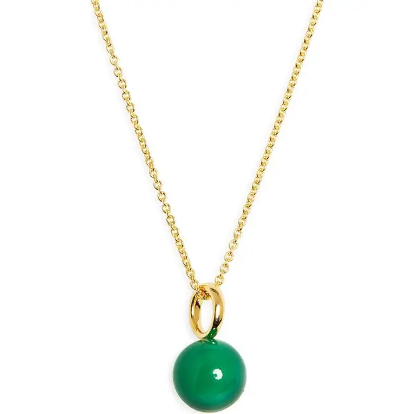 Monica Vinader Gemstone Pendant Necklace - 18ct Gold Vermeil / Green Onyx