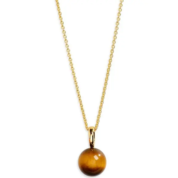 Monica Vinader Gemstone Pendant Necklace - 18ct Gold Vermeil / Tigers Eye
