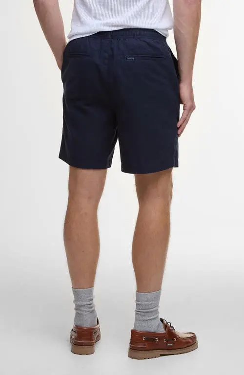 Barbour Relaxed Fit Linen & Cotton Drawstring Shorts - Navy