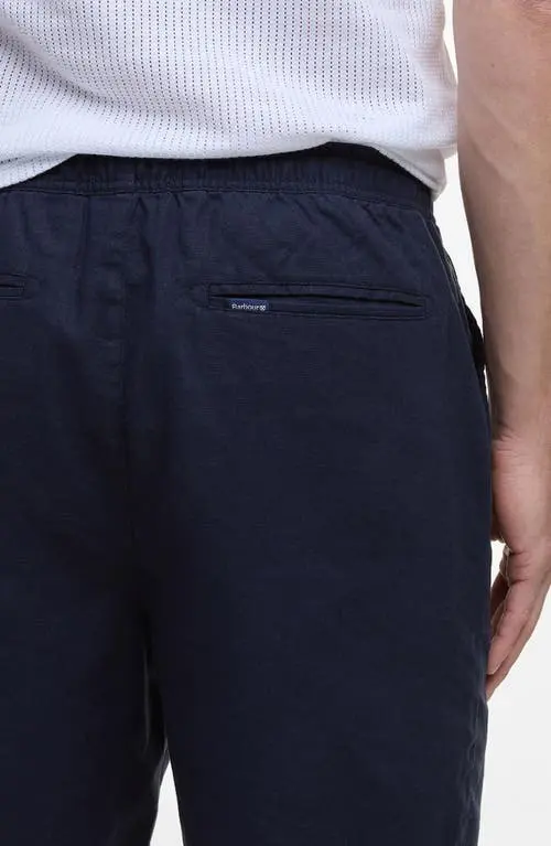 Barbour Relaxed Fit Linen & Cotton Drawstring Shorts - Navy