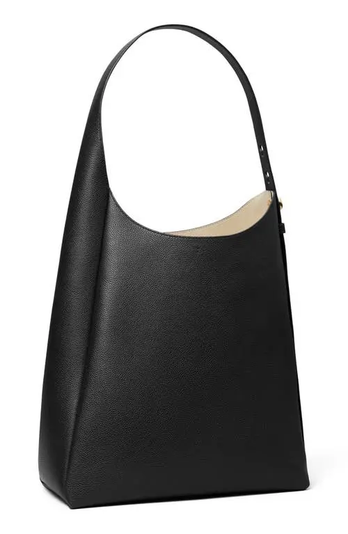 Tory Burch Pebbled Leather Hobo Bag - Black