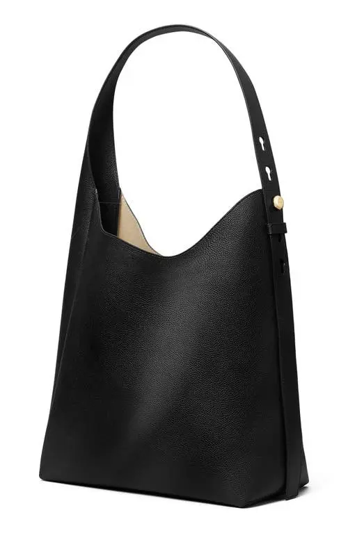 Tory Burch Pebbled Leather Hobo Bag - Black