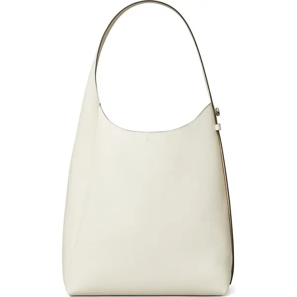 Tory Burch Romy Pebble Leather Hobo Bag - Light Cream
