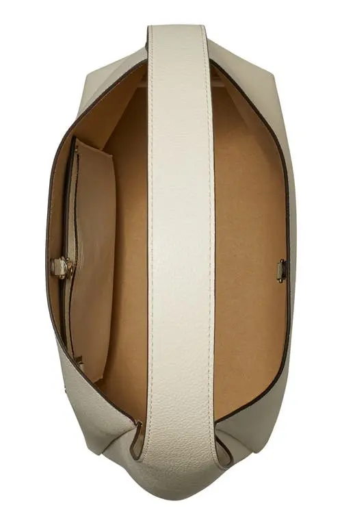 Tory Burch Romy Pebble Leather Hobo Bag - Light Cream
