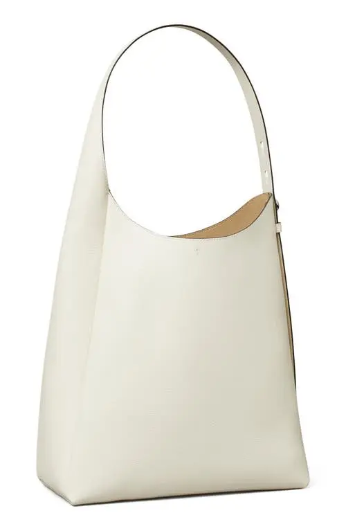 Tory Burch Romy Pebble Leather Hobo Bag - Light Cream