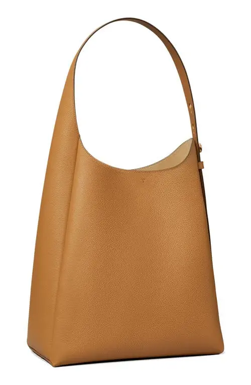 Tory Burch Pebbled Leather Hobo Bag - Tiramisu