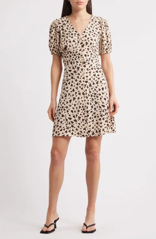 bold print mini dress Brown Eye-Print Mini Dress