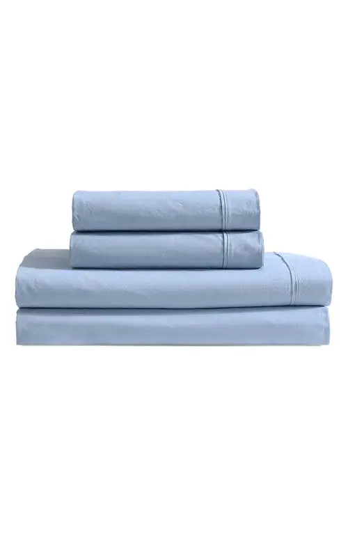 Calvin Klein 200 Thread Count Cotton Percale Sheet Set - Chambray Blue
