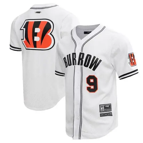 PRO STANDARD Joe Burrow Cincinnati Bengals Mesh Baseball Button-up T-shirt