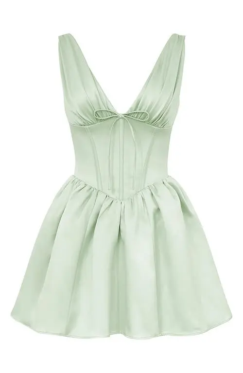 House Of Cb Emmeliette Satin Mini Dress - Pistachio