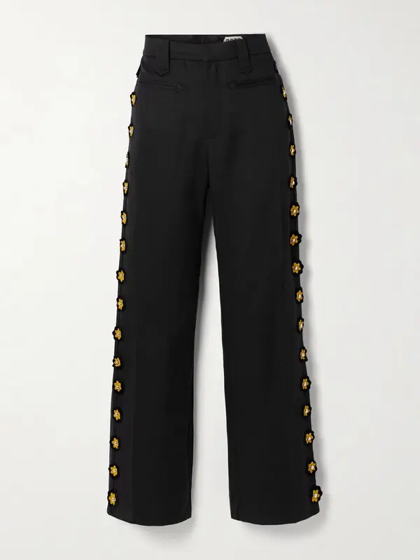 BODE Abilene Studded Appliquéd Twill Straight-leg Pants