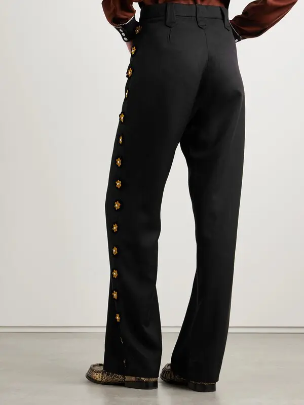 BODE Abilene Studded Appliquéd Twill Straight-leg Pants