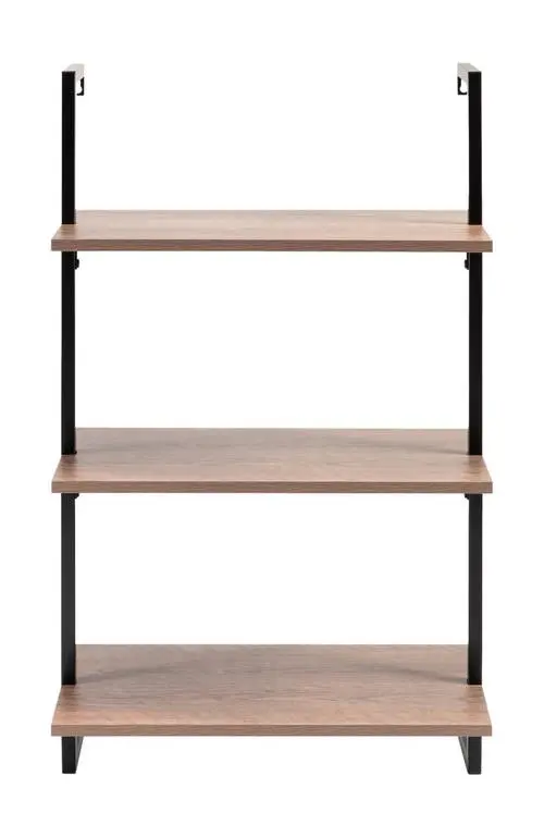 HAPPIMESS Madera Classic Industrial Shelf Wood Wall-mounted Open Ladder Bookcase With Metal Frame