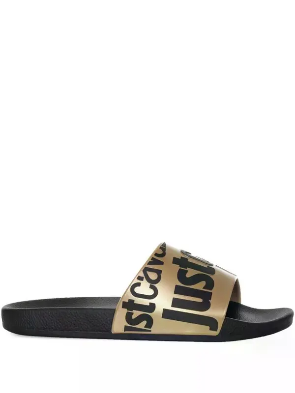 Just Cavalli Logo-print Slides - Gold