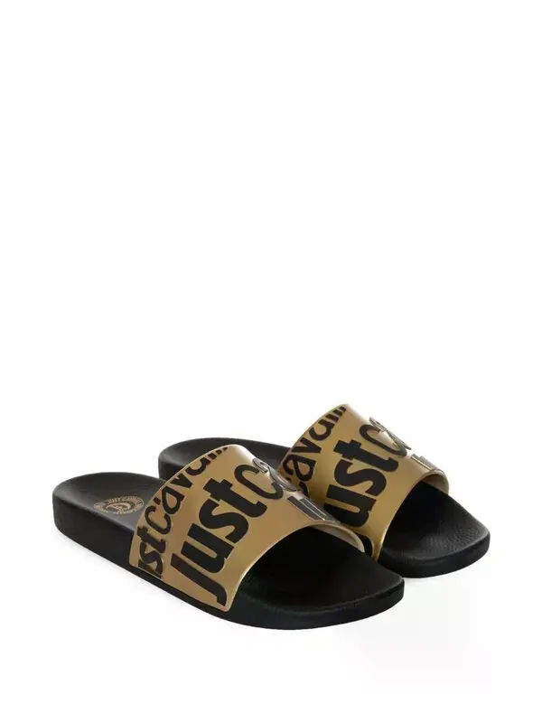 Just Cavalli Logo-print Slides - Gold