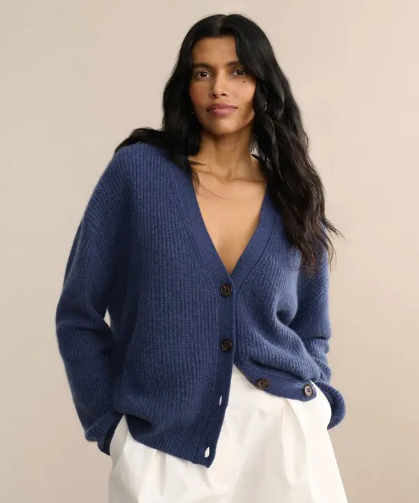 Jenni Kayne Cropped Cashmere Cocoon Cardigan - Blue