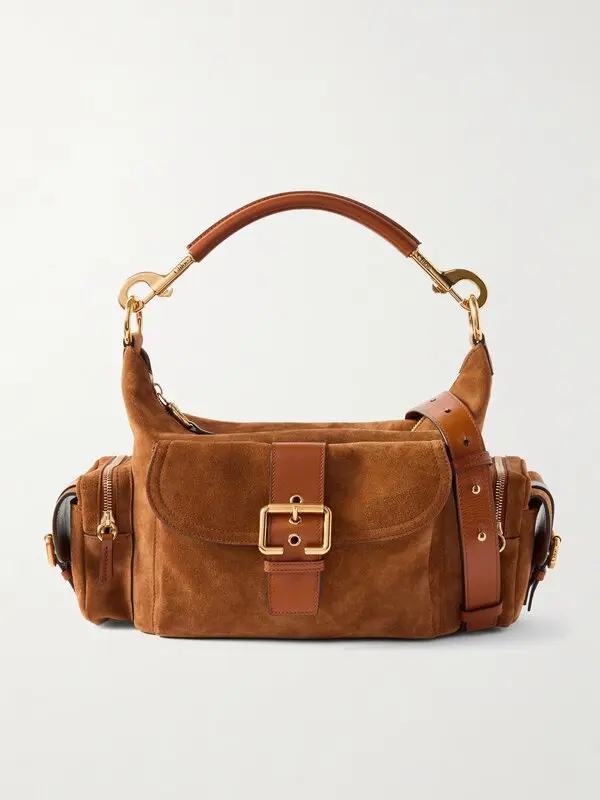 Chloé Camera Leather-trimmed Suede Shoulder Bag - Brown
