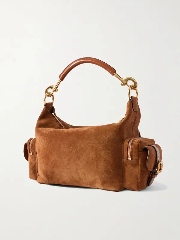 Chloé Camera Leather-trimmed Suede Shoulder Bag - Brown